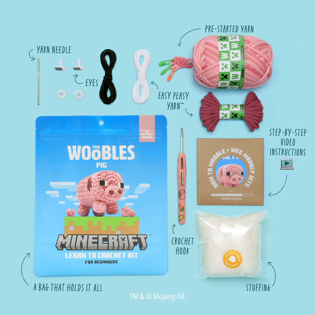 Minecraft Pig Crochet Kit for Beginners | The Woobles