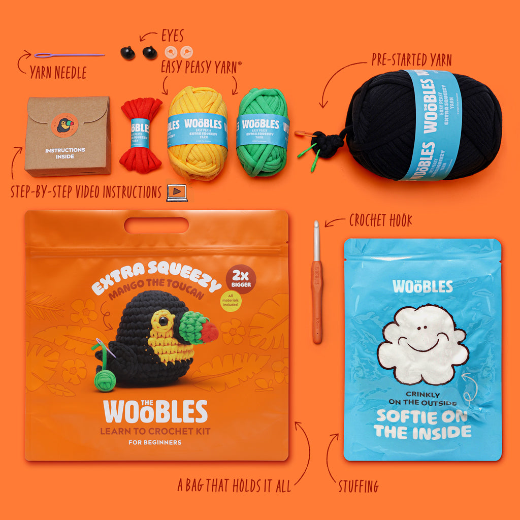 Mango the Toucan Extra Squeezy Crochet Kit – The Woobles
